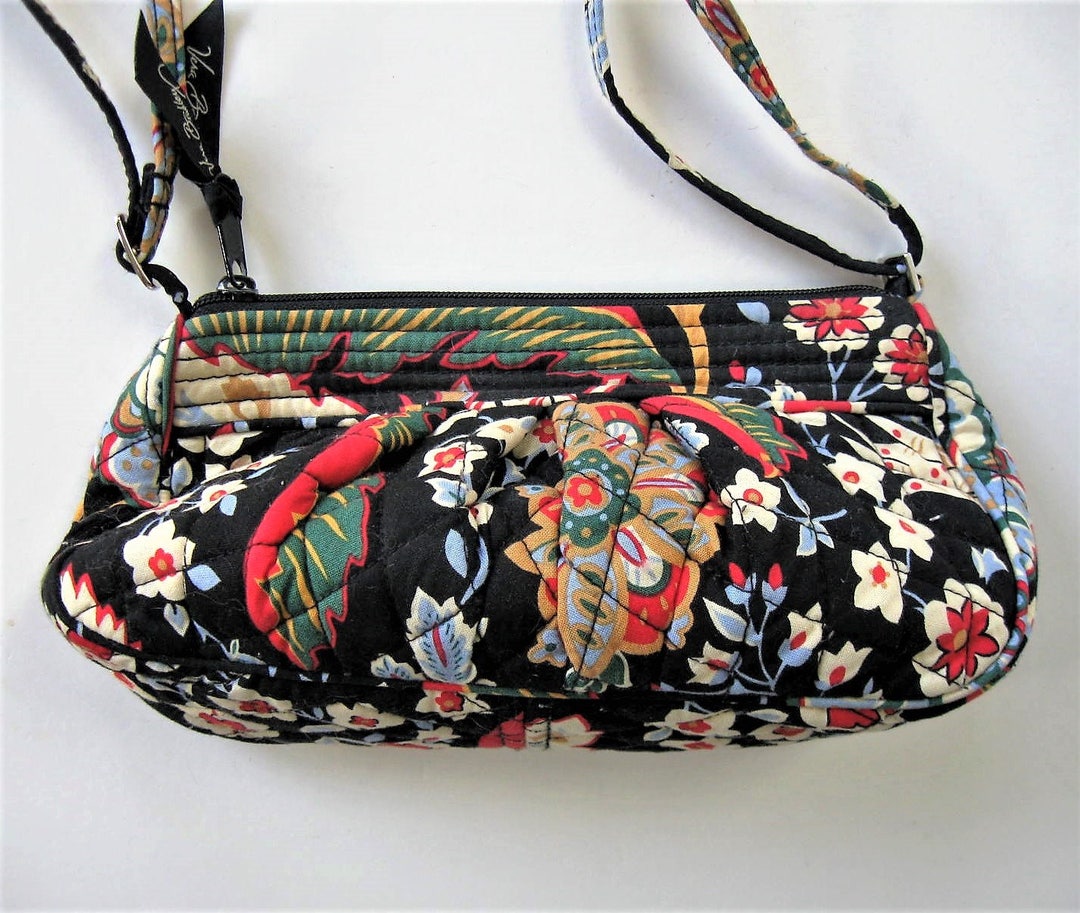 Vintage Vera Bradley Quilted Fabric Shoulder Bag, Black French Country ...