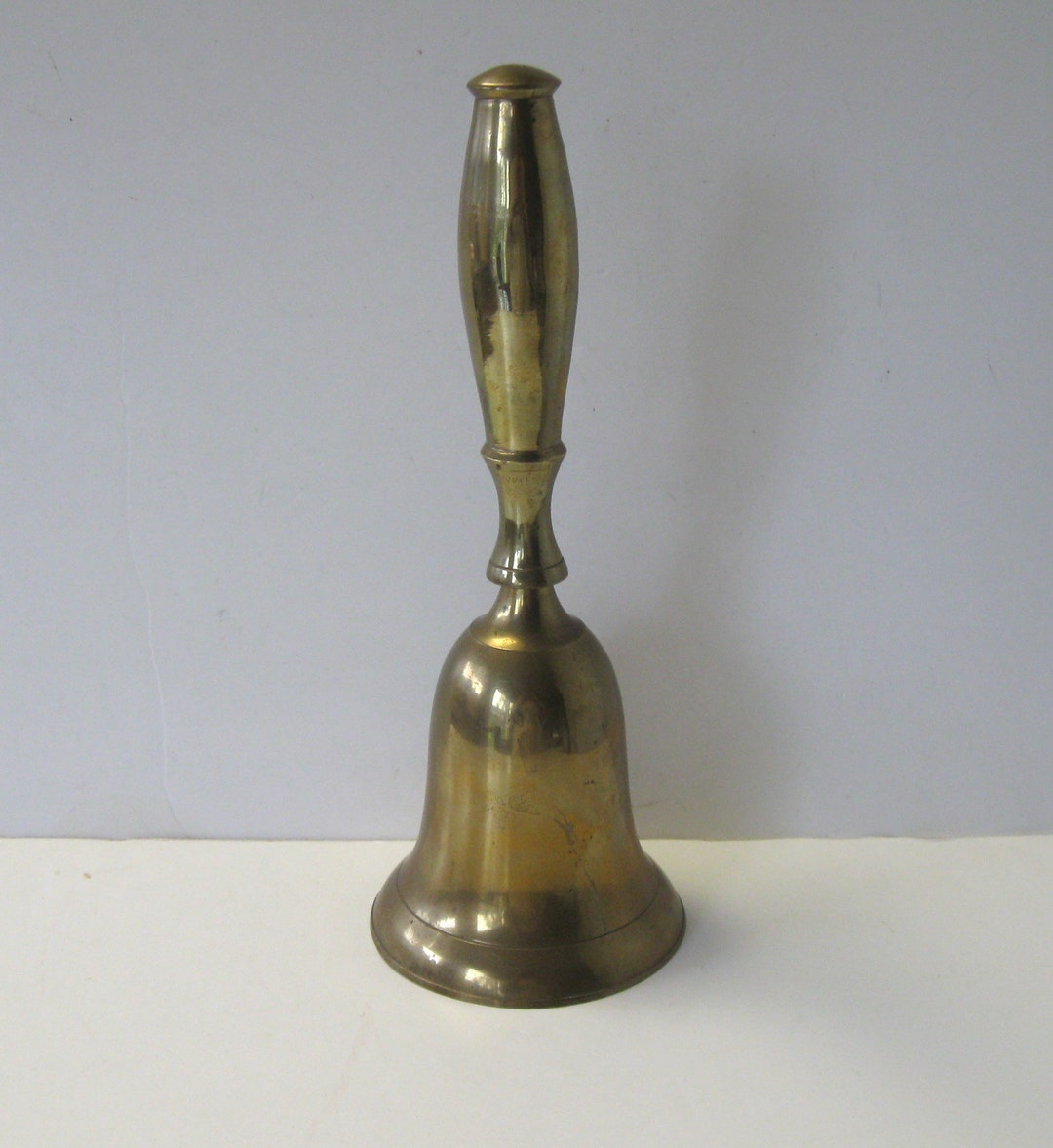 Large Vintage Brass Hand Bell, 11" Tall, Teacher's Bell, Alter Bell ...