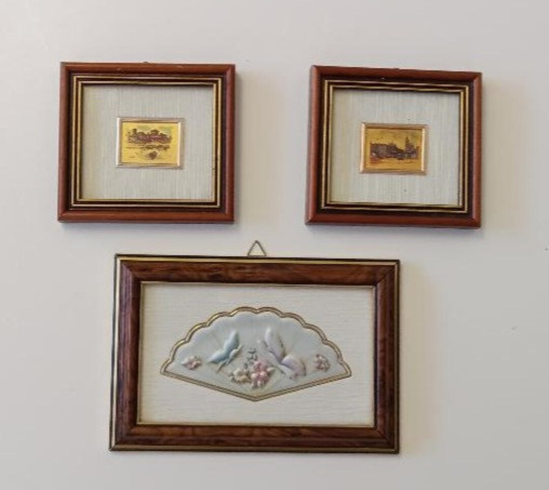 3 Wood Framed Italian Gold Foil Chromolithograph Prints, Vintage ...