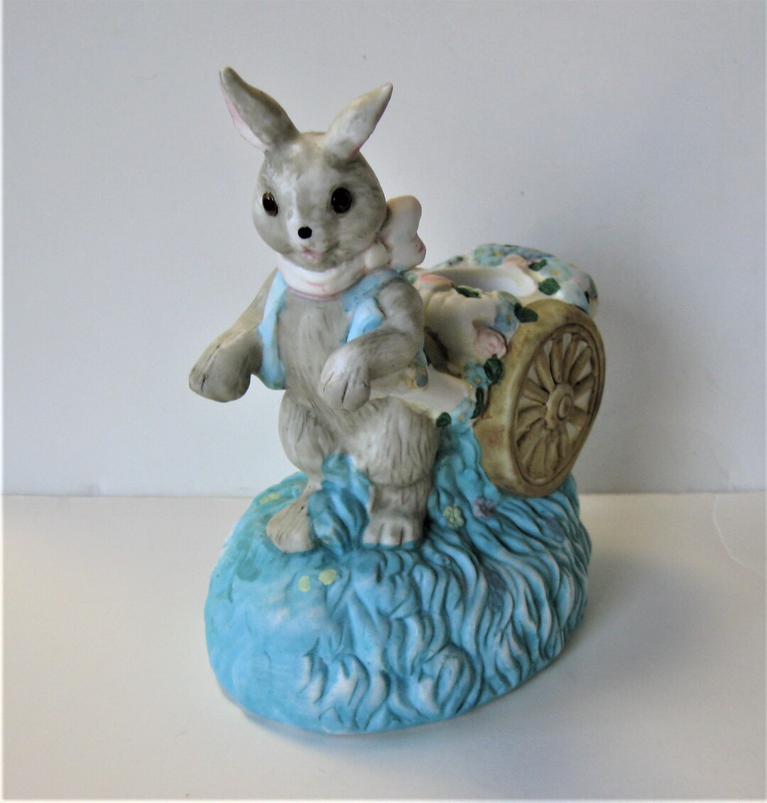 Vintage Ceramic Easter Bunny Music Box, 5 X 6, in Your Easter Bonnet ...