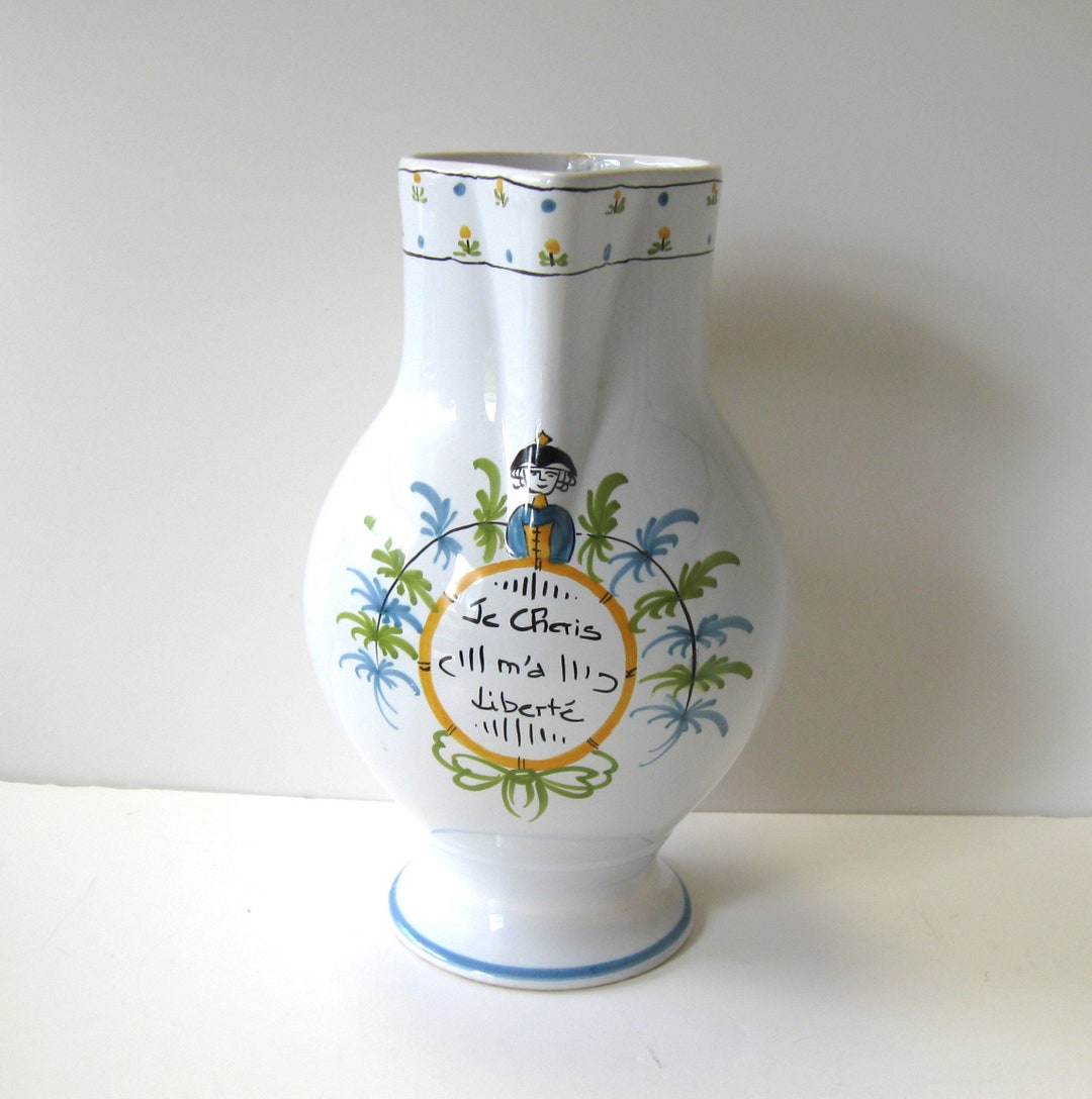 Handmade Vintage Pierre Deux White Ceramic Pitcher, 9 1/4" Tall, Hand ...