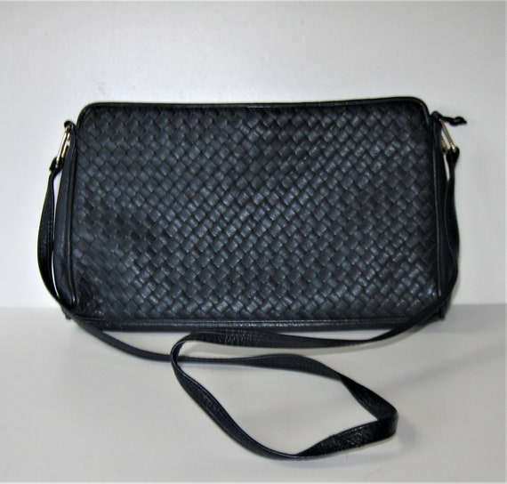 Vintage Gansen Navy Woven Leather Shoulder Purse 11 X | Etsy