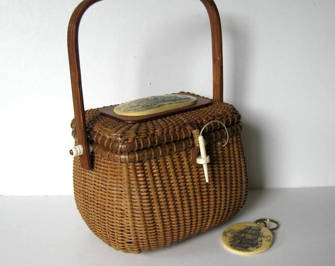 SALE, Vintage Farnum Nantucket Basket Purse, Woman's Accessory ...