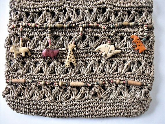 Vintage Straw Cappelli safari animals tote, handbag w… - Gem