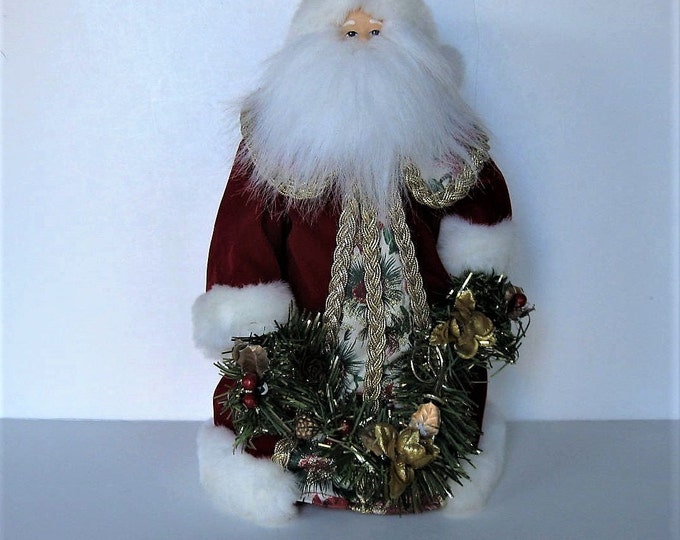Vintage Old World Santa Claus, Tree Topper, St. Nicholas Figure, Fur ...