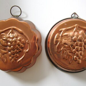4 Vintage Copper Wall Molds, 8 Tall, Wheat, Carrots, Fruit Basket ...
