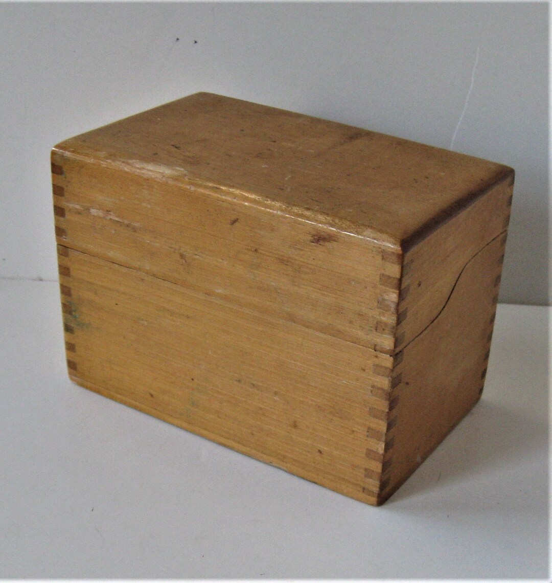 Vintage Hinged Wood File Box, 6 X 4 Tall, Dovetail Corners, Recipe Box ...