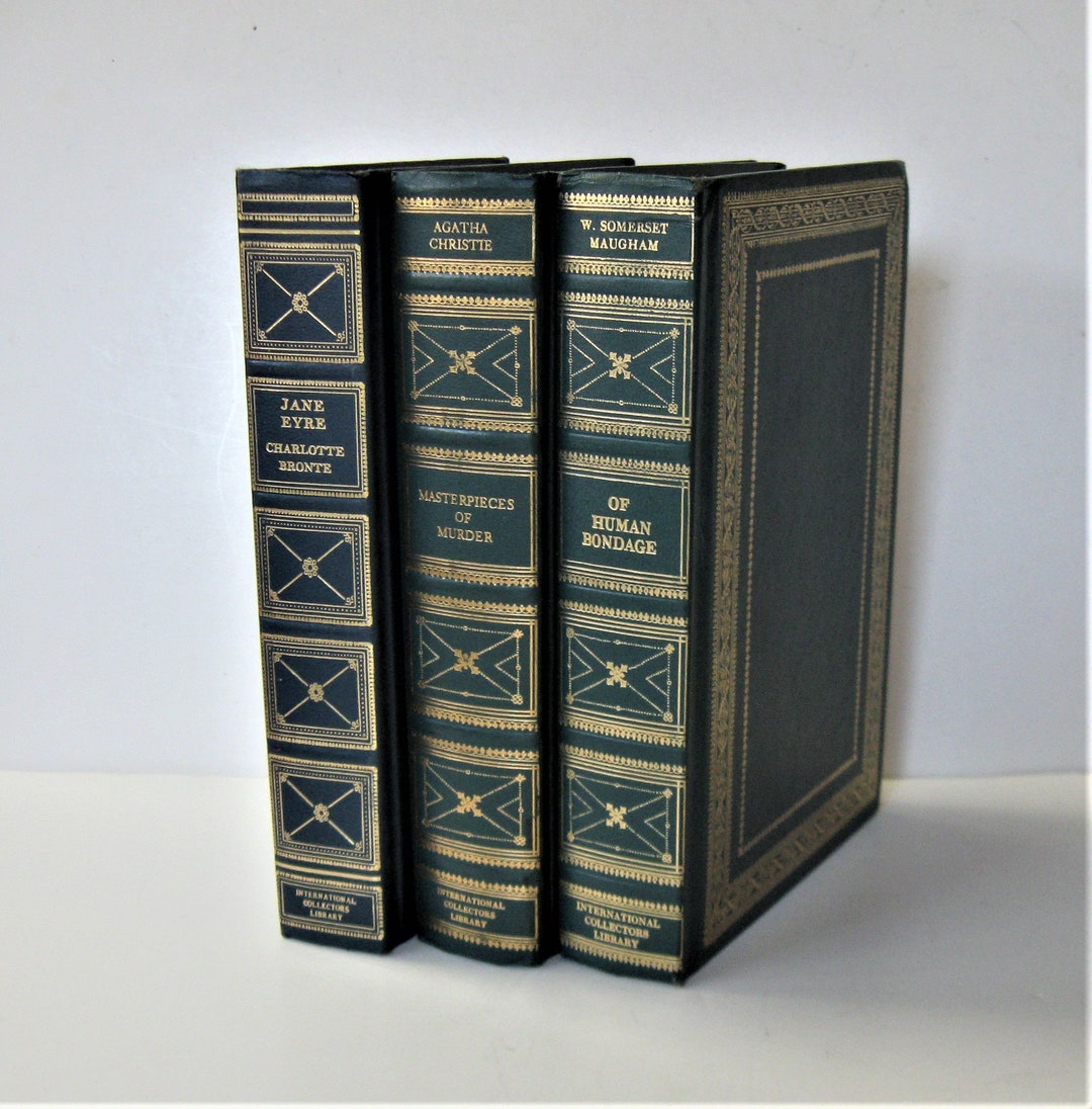 3 Faux Leather Bound Book Bundle, Jane Eyre, of Human Bondage, Agatha ...