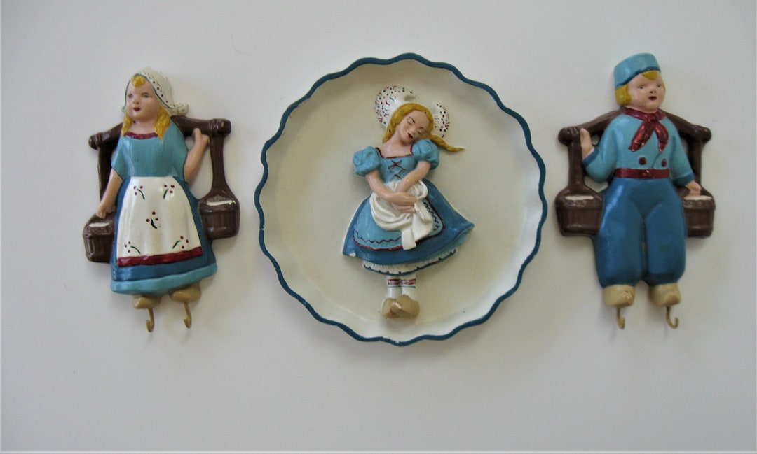 3 Piece Dutch Wall Decor, Dutch Girl Wall Hook, Dutch Boy Wall Hook ...