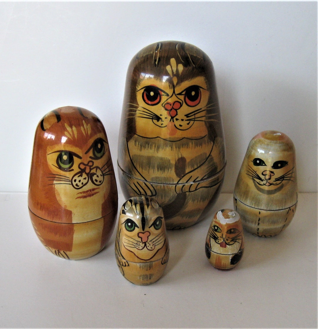 Vintage Cat Nesting Dolls 4 1/2 Tall Hand Painted - Etsy