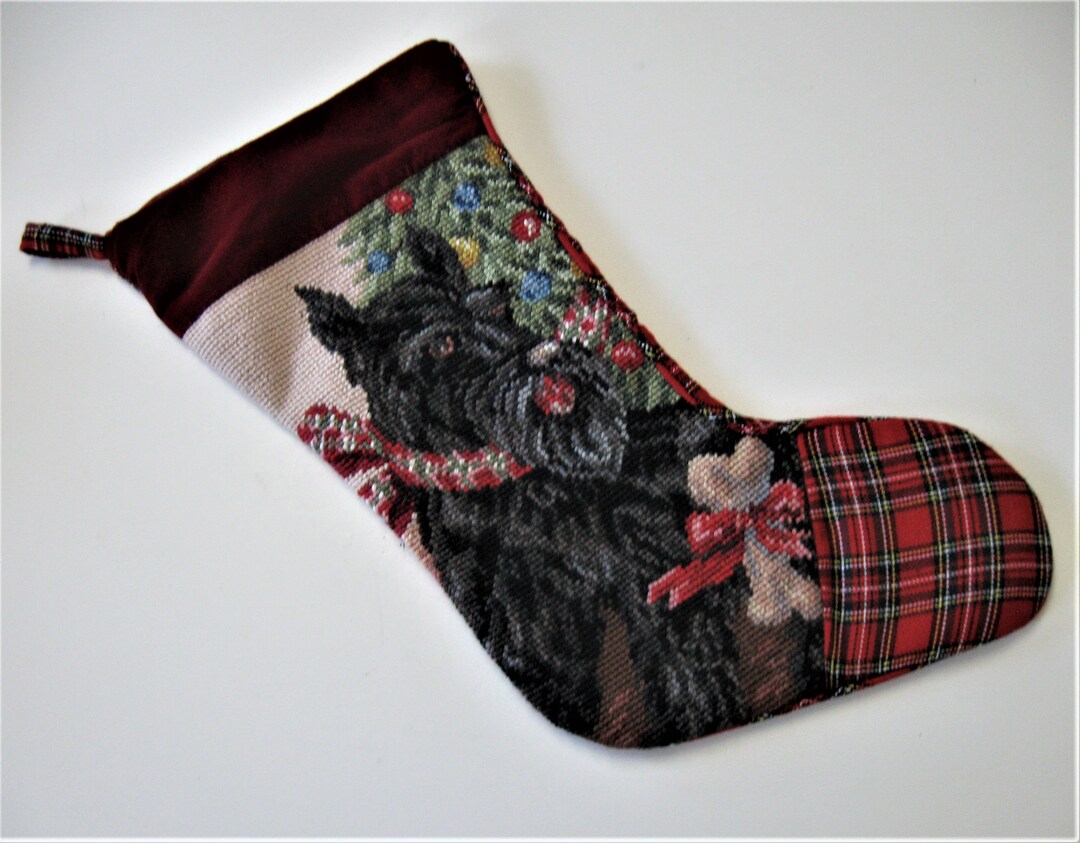 Vintage Needlepoint Black Scottie Dog Stocking Christmas - Etsy