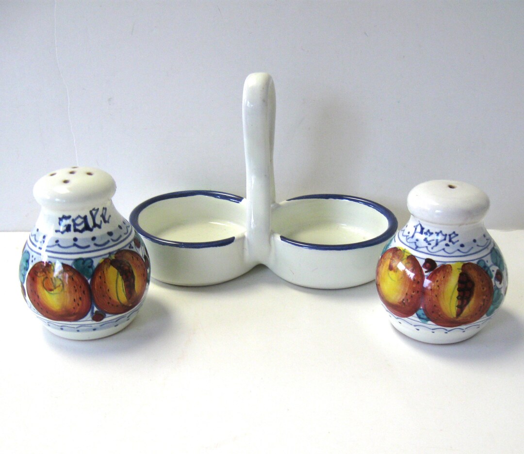 Vintage Italian Salt and Pepper Set, Signed Aldo Fumanti, Hand Painted ...