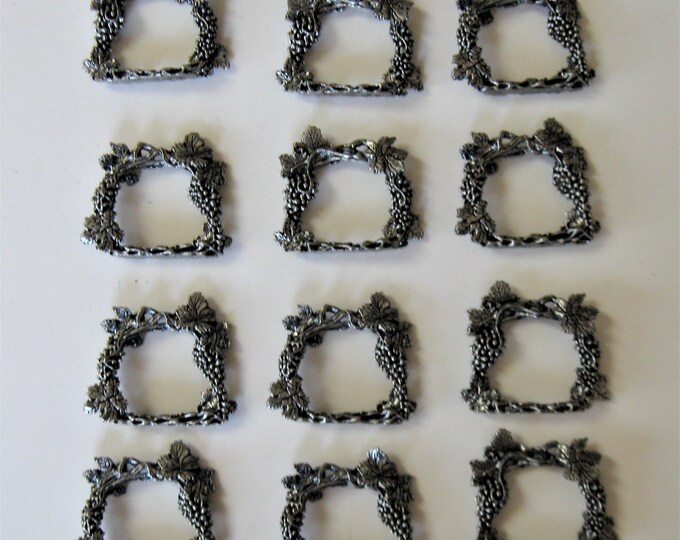 Set of 12 Vintage Pewter Napkin Rings, Artist Signed Wanda Scruby ...