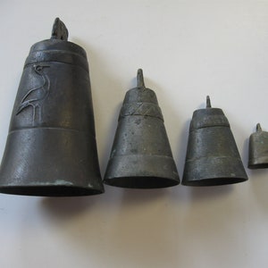 4 XL Graduated Brass Vintage Bedouin Camel Bells, Largest 9 1/2, Brass ...