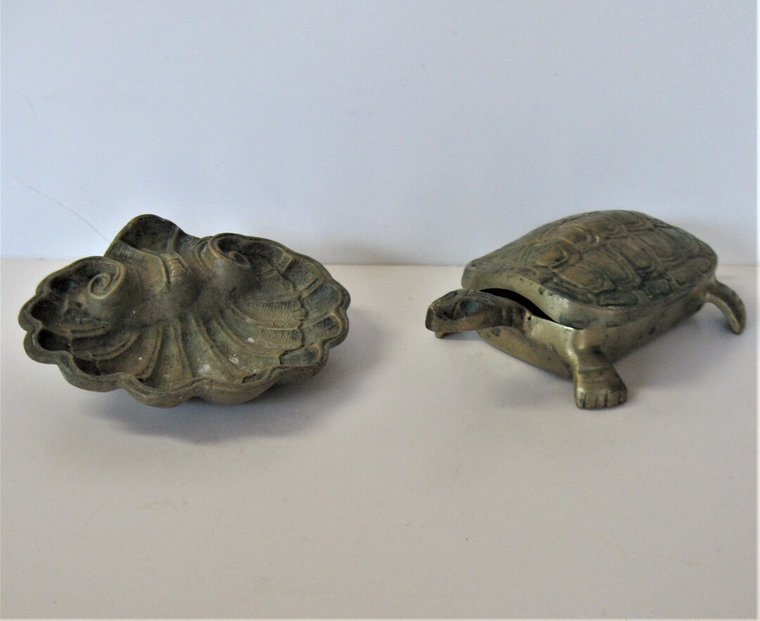 Vintage Brass Hinged Turtle Trinket Box and Shell Shaped - Etsy