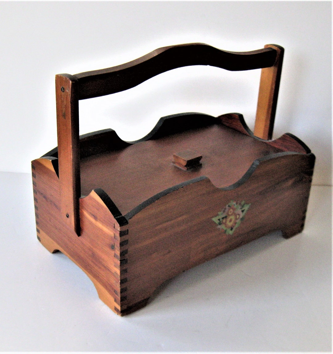 Vintage Handmade Wood Storage Box With Handle and Top, 10 1/2 X 8 ...
