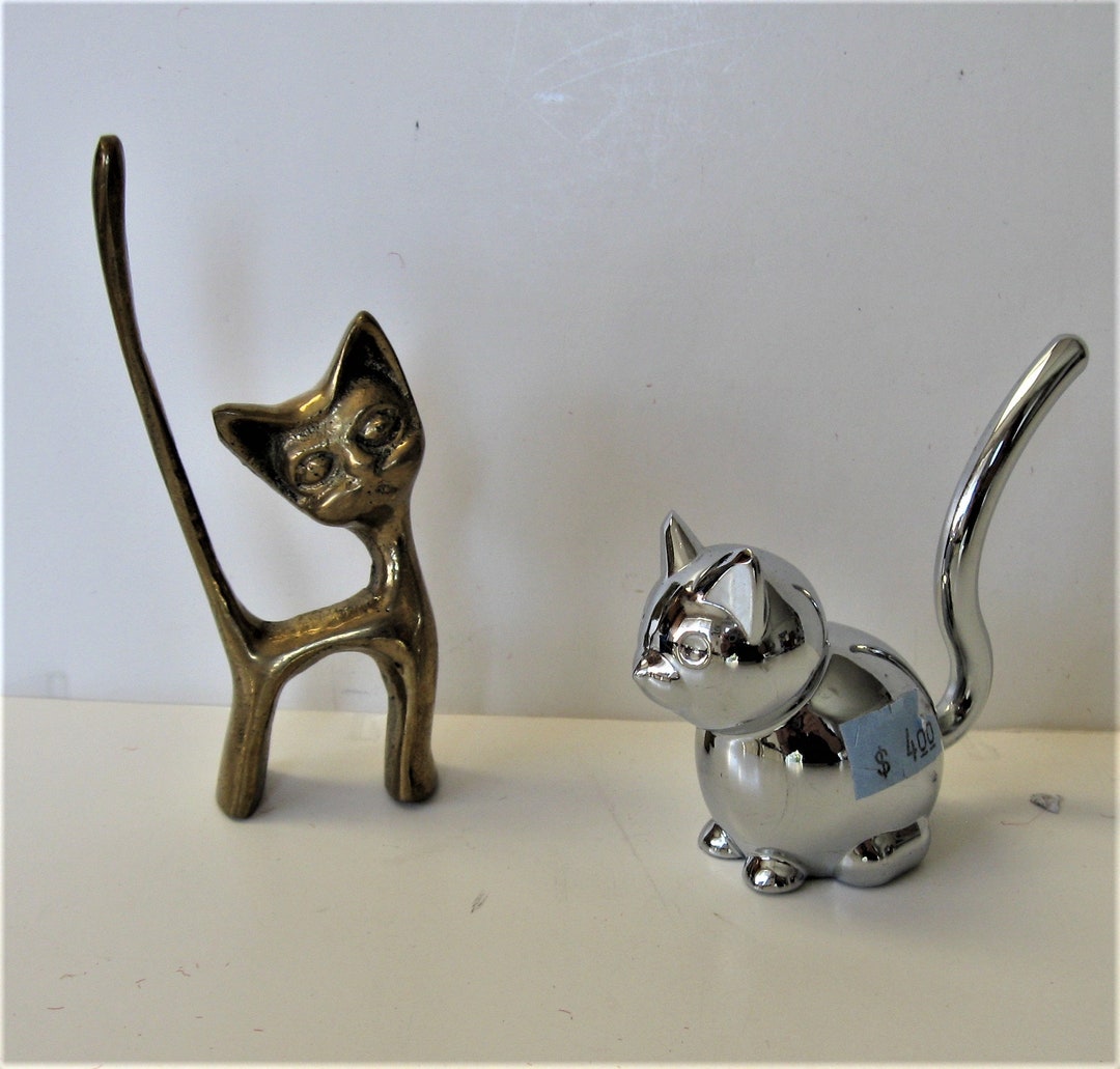 2 Vintage Cat Ring Holders Dish for Jewelry Gold and Silver - Etsy