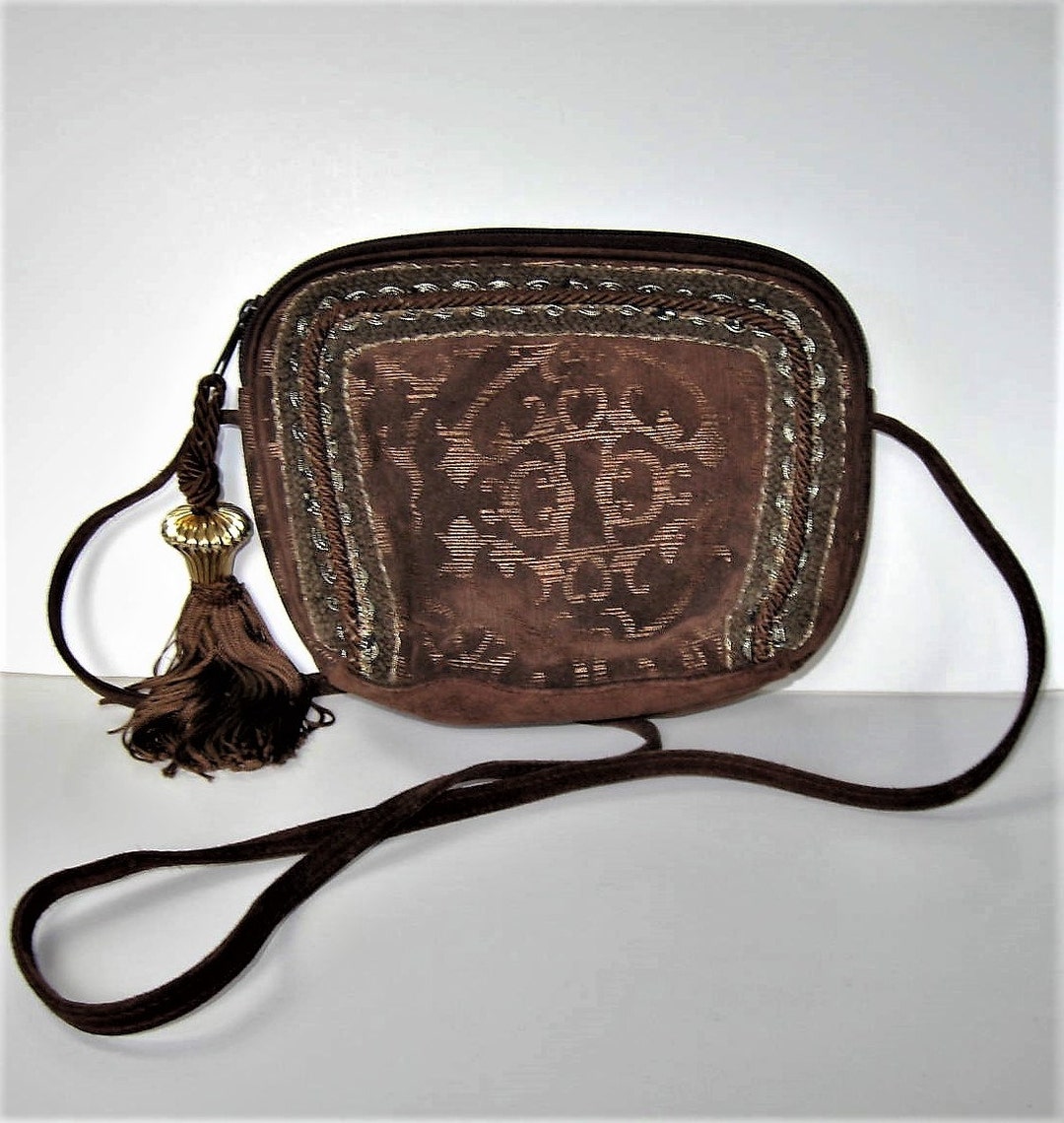 Vintage Neiman Marcus Brown Suede & Leather Shoulder Bag, Made in Italy ...