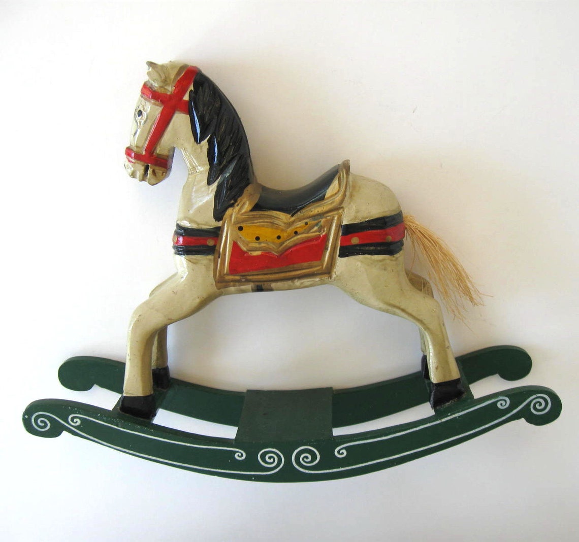 Vintage Wooden Rocking Horse Primitive Folk Art Home and | Etsy