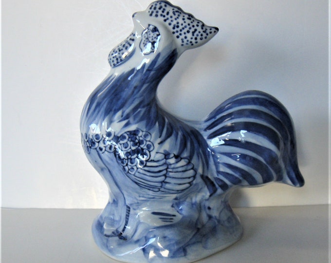 Shabby Vintage French Country Ceramic Rooster, 7 1/2" X 7 1/2", Blue ...