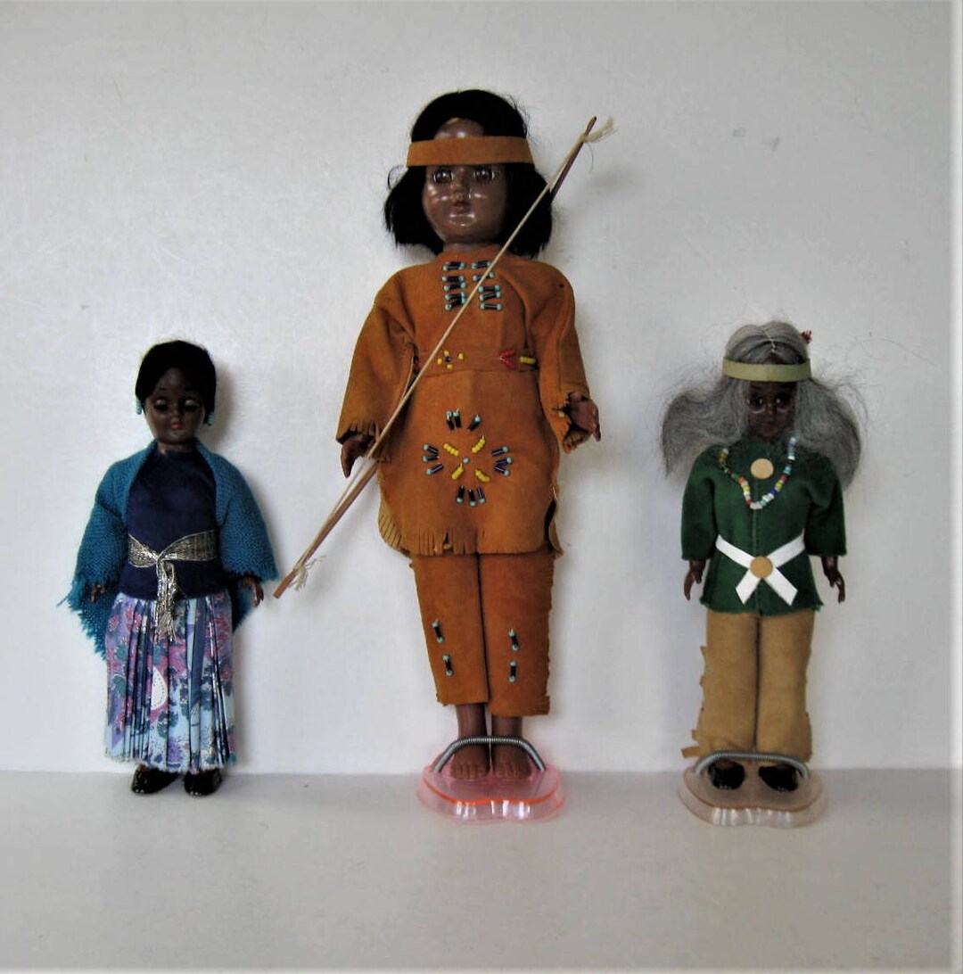 3 Vintage Native American Indian Dolls, Sleep Eyes, 12 Tall, Beaded ...