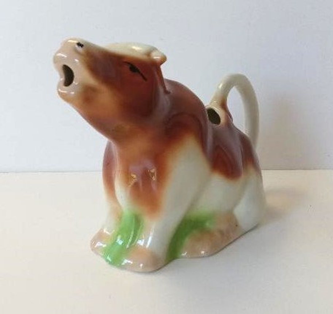 Vintage Brown and White Cow Ceramic Creamer, Tony Wood, Made in ...