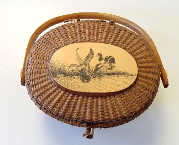Vintage hand signed 1979 Farnum Nantucket basket purs… - Gem