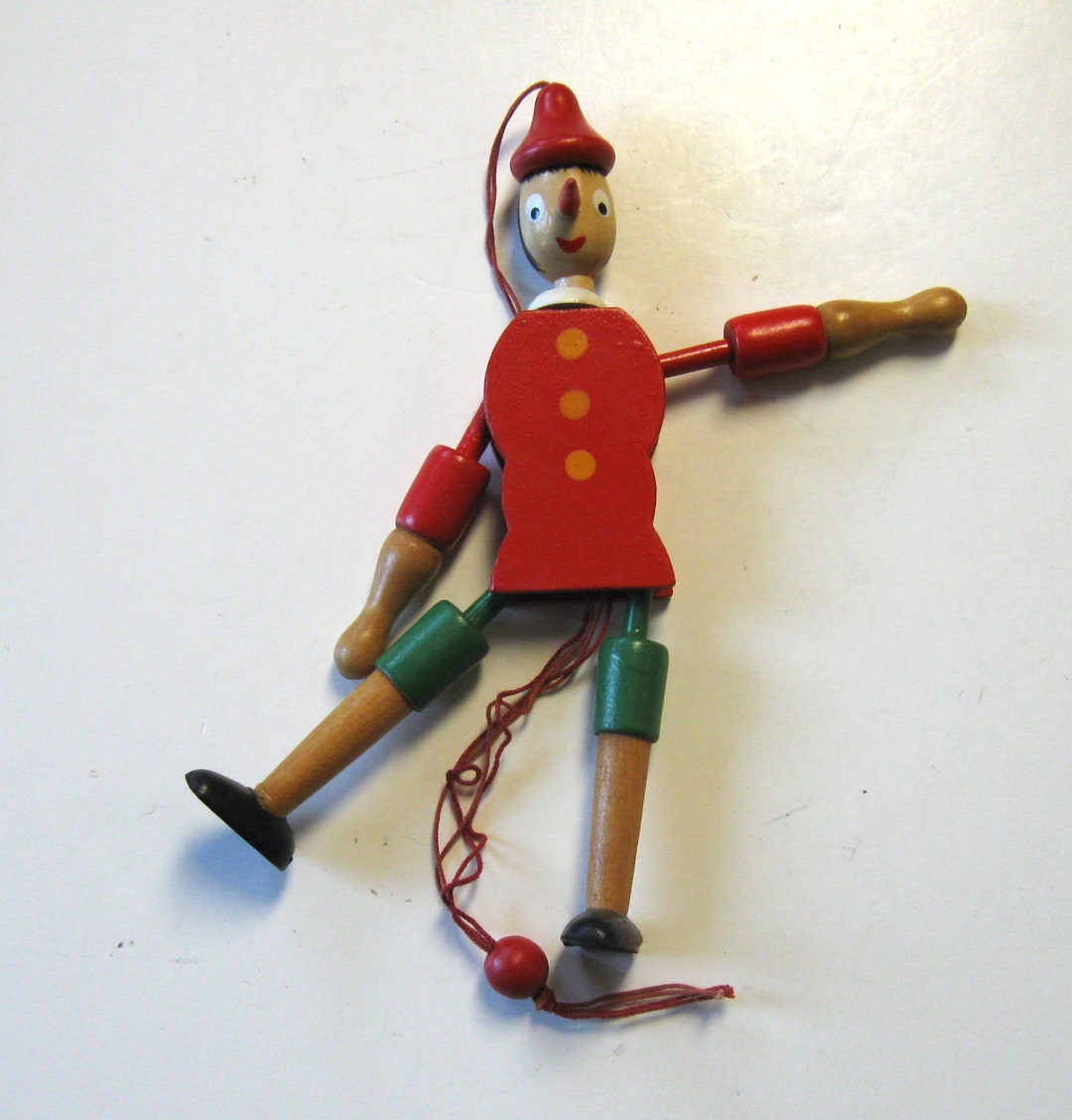 Vintage Wood String Pull Toy, 8, Jumping Jack, Christmas Ornaments ...