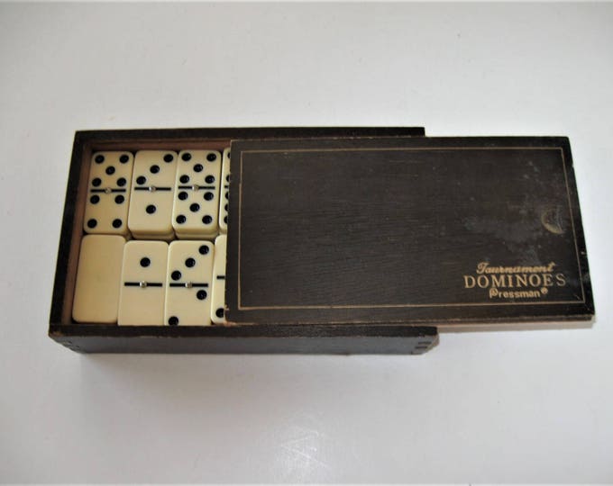 Vintage Pressman Tournament Domino Set in Wood Box, 55 Dominoes ...
