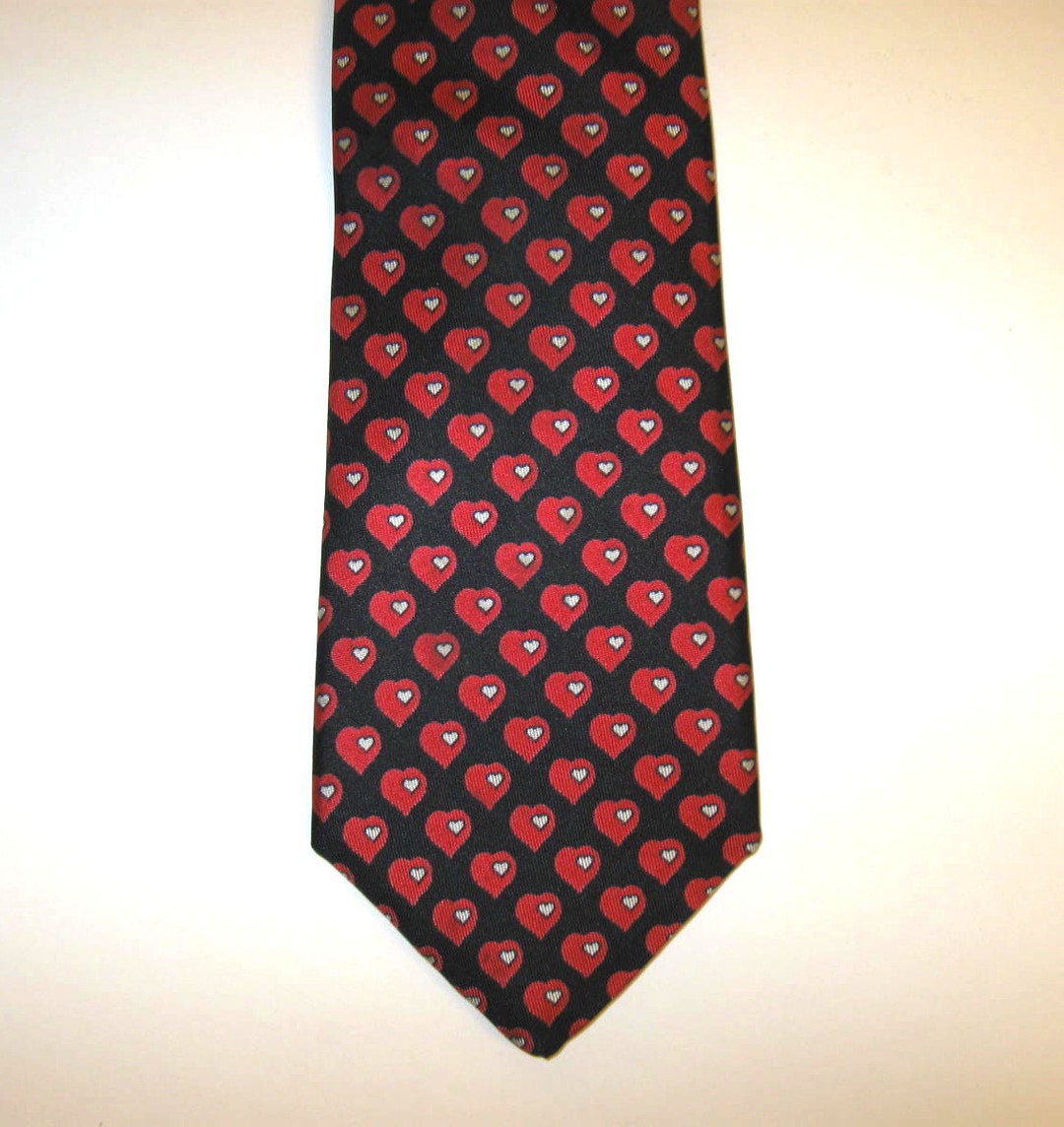 Vintage Horchow Red Heart Silk Necktie, Valentine, Man's Accessory ...