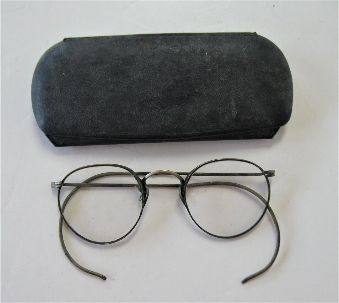 Vintage Eyeglasses in Original Metal Case, Antique Spectacles, Stage ...