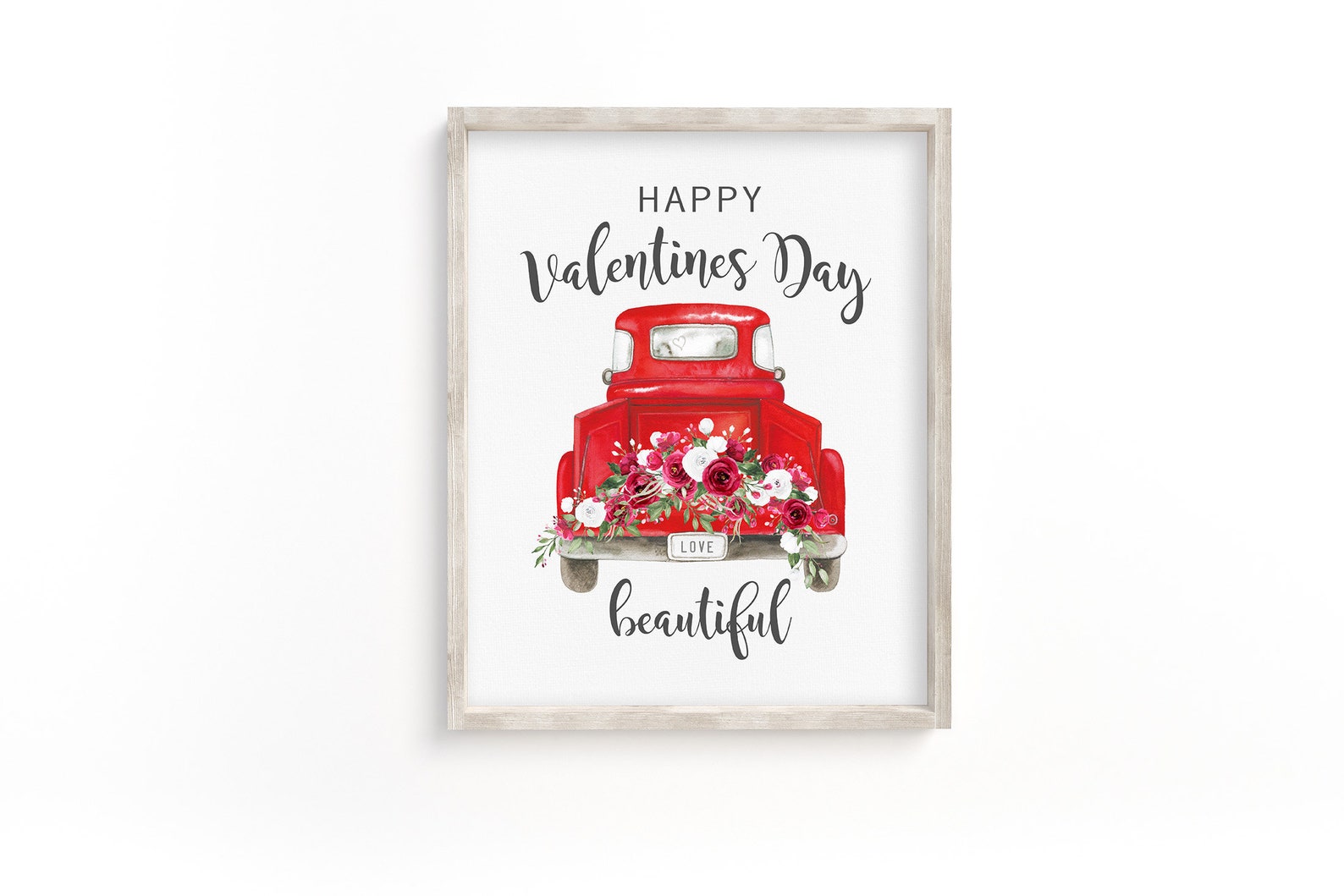 Rustic Farmhouse Valentines Day Print, Vintage Truck Valentines ...