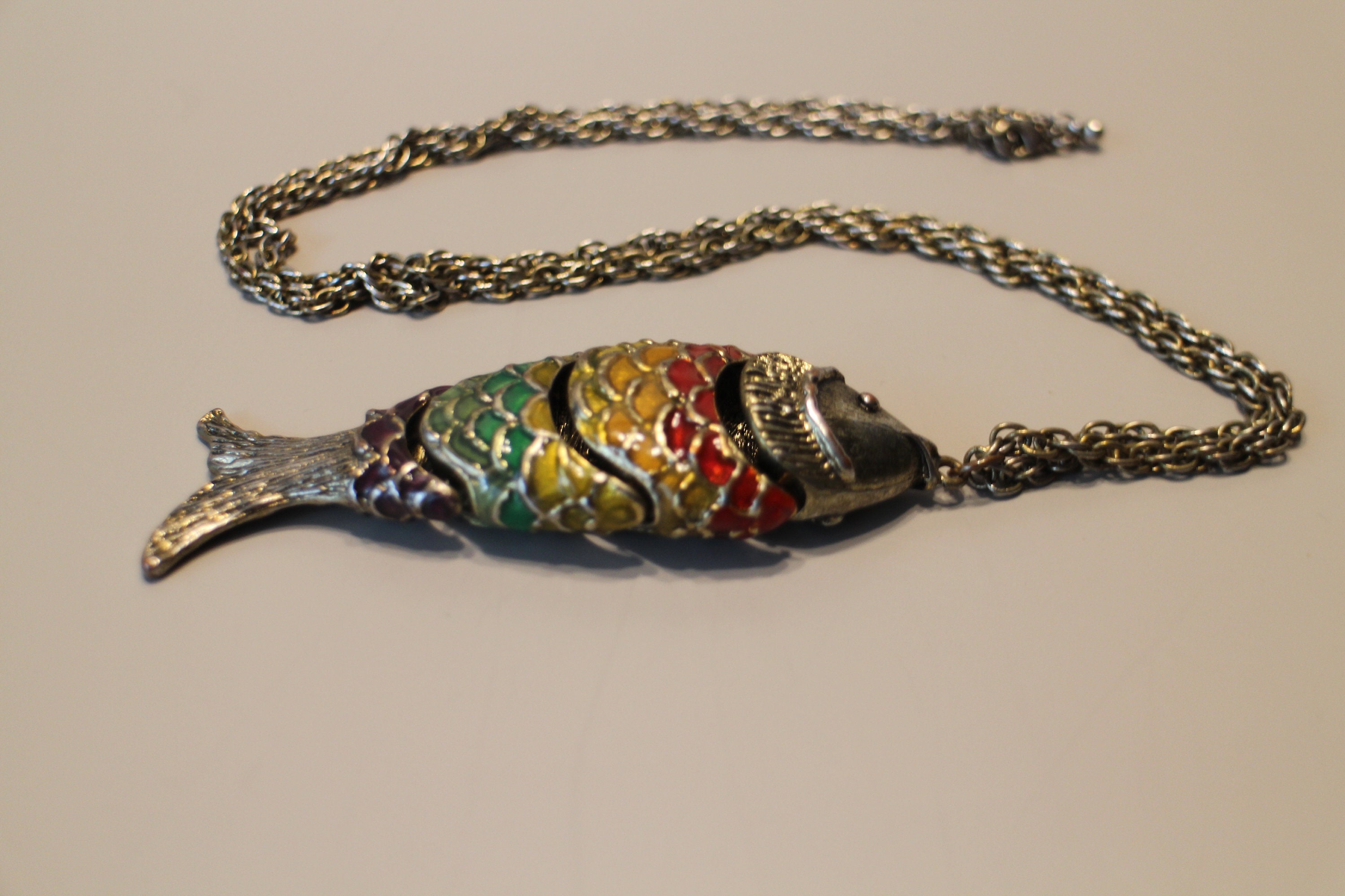 Vintage Costume Articulated Enamel Fish Necklace - Etsy