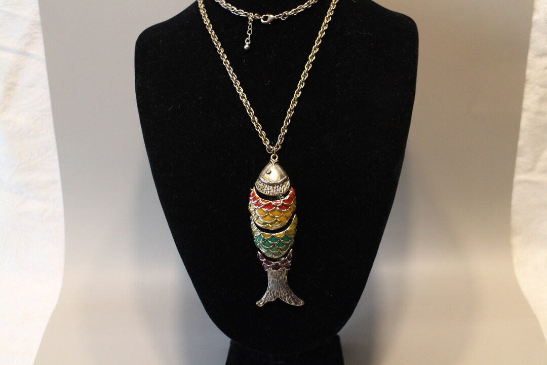 Vintage Costume Articulated Enamel Fish Necklace - Etsy