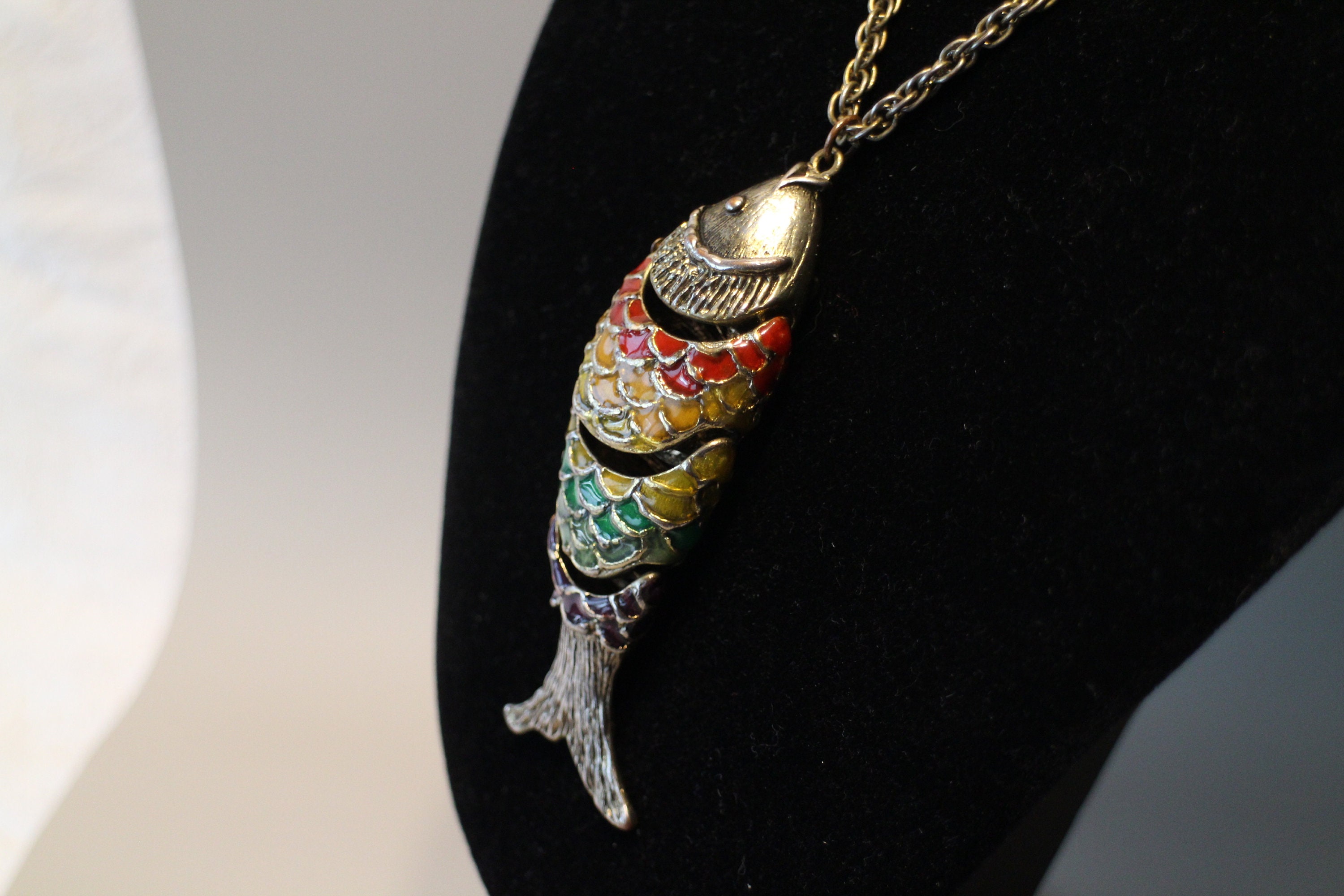 Vintage Costume Articulated Enamel Fish Necklace - Etsy