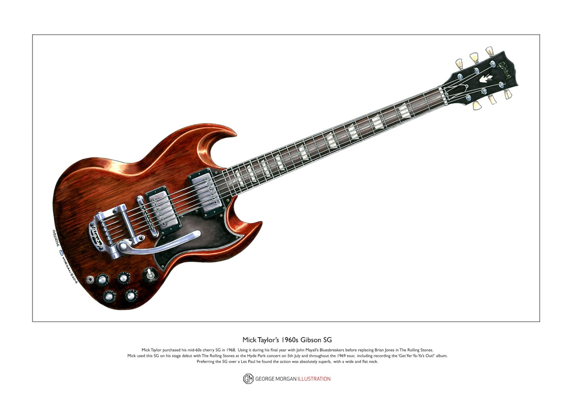 Mick Taylors Gibson SG Limited Edition Fine Art Print A3 Size | Etsy