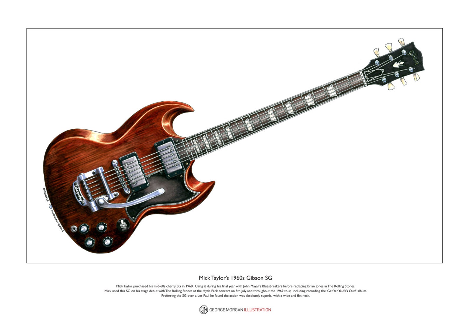 Mick Taylors Gibson SG Limited Edition Fine Art Print A3 Size | Etsy