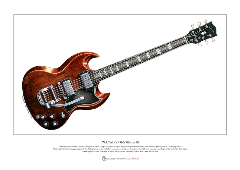 Mick Taylors Gibson SG Limited Edition Fine Art Print A3 Size | Etsy