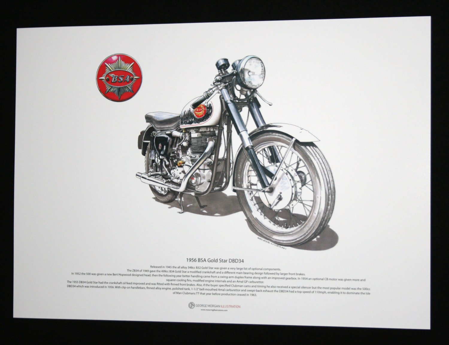 BSA Gold Star DBD34 Art Poster A3 Size - Etsy