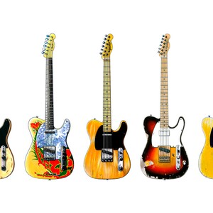 Telecaster Guitar Panorama Print. 7 Famous Fender Telecasters - Etsy