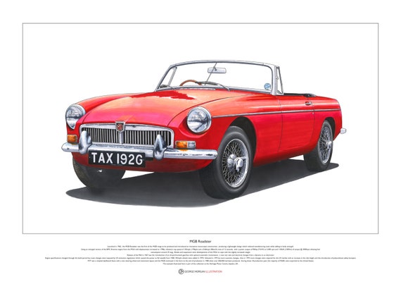 MGB Roadster ART POSTER A2 Size | Etsy