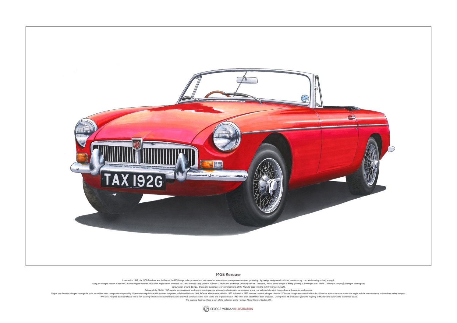MGB Roadster ART POSTER A2 Size | Etsy