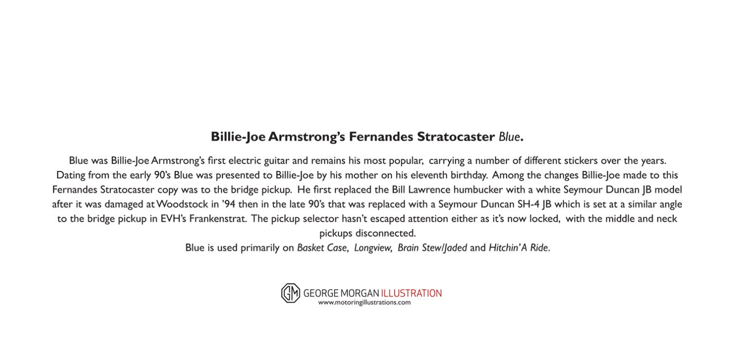 Billie-joe Armstrongs 'blue' Guitar Greeting Card DL | Etsy