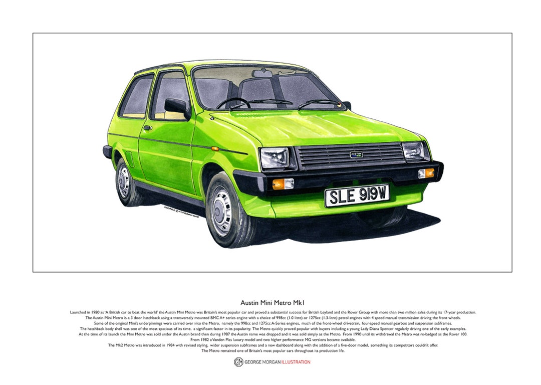 Austin Mini Metro Mk1 Limited Edition Fine Art Print A3 Size - Etsy