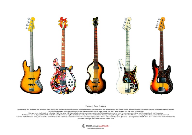Famous Bass Guitars ART POSTER A3 Size - Etsy