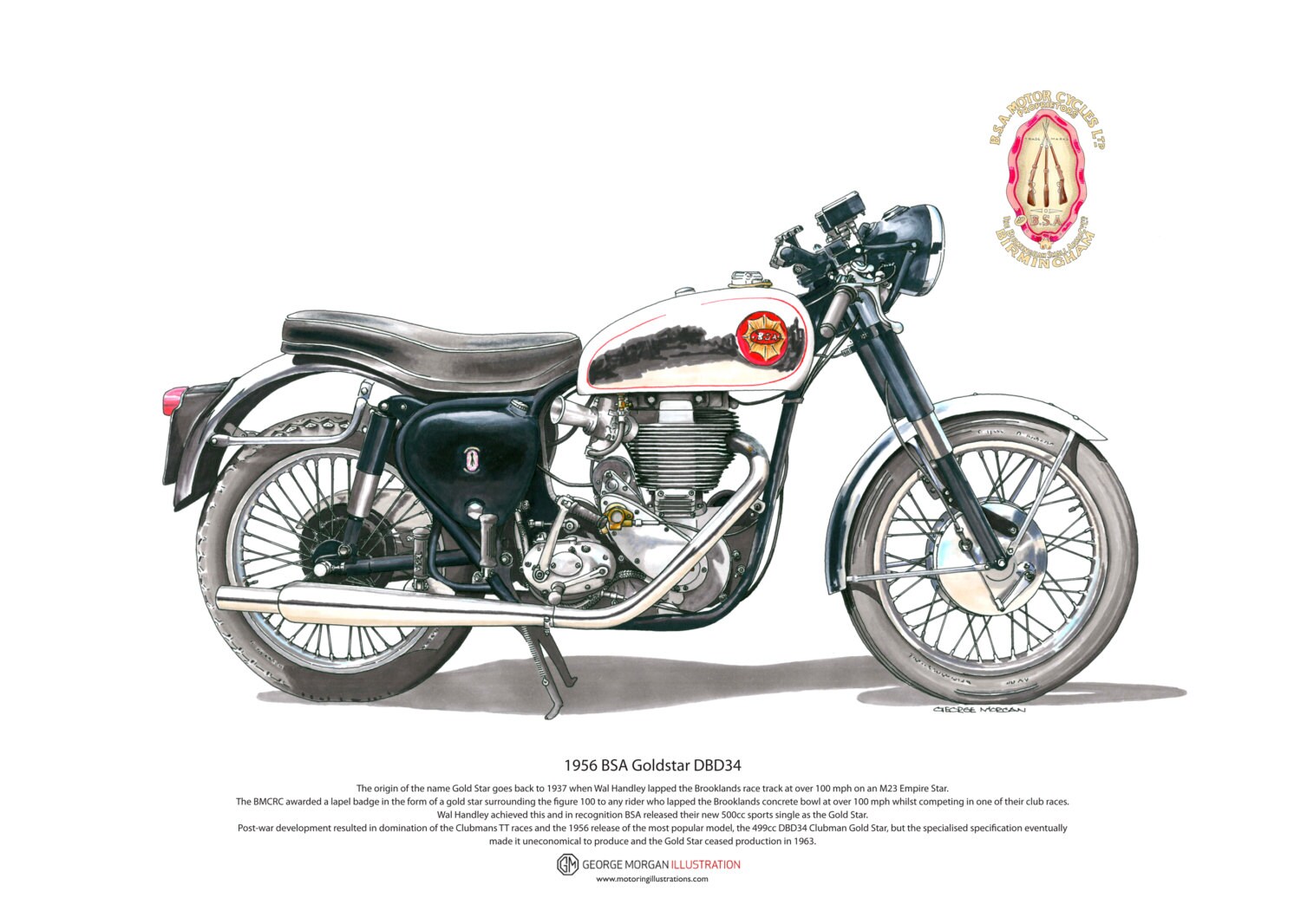 BSA Goldstar DBD34 Art Poster A3 Size - Etsy