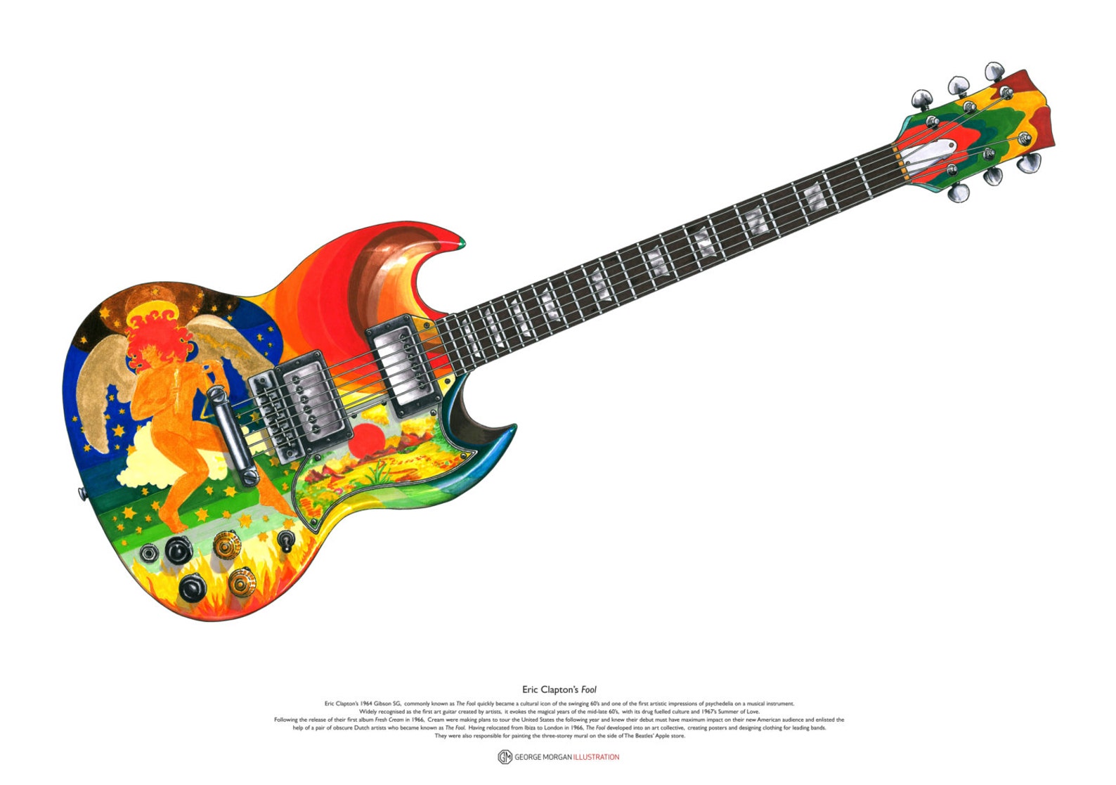 Eric Claptons Gibson SG Fool Guitar ART POSTER A2 Size | Etsy