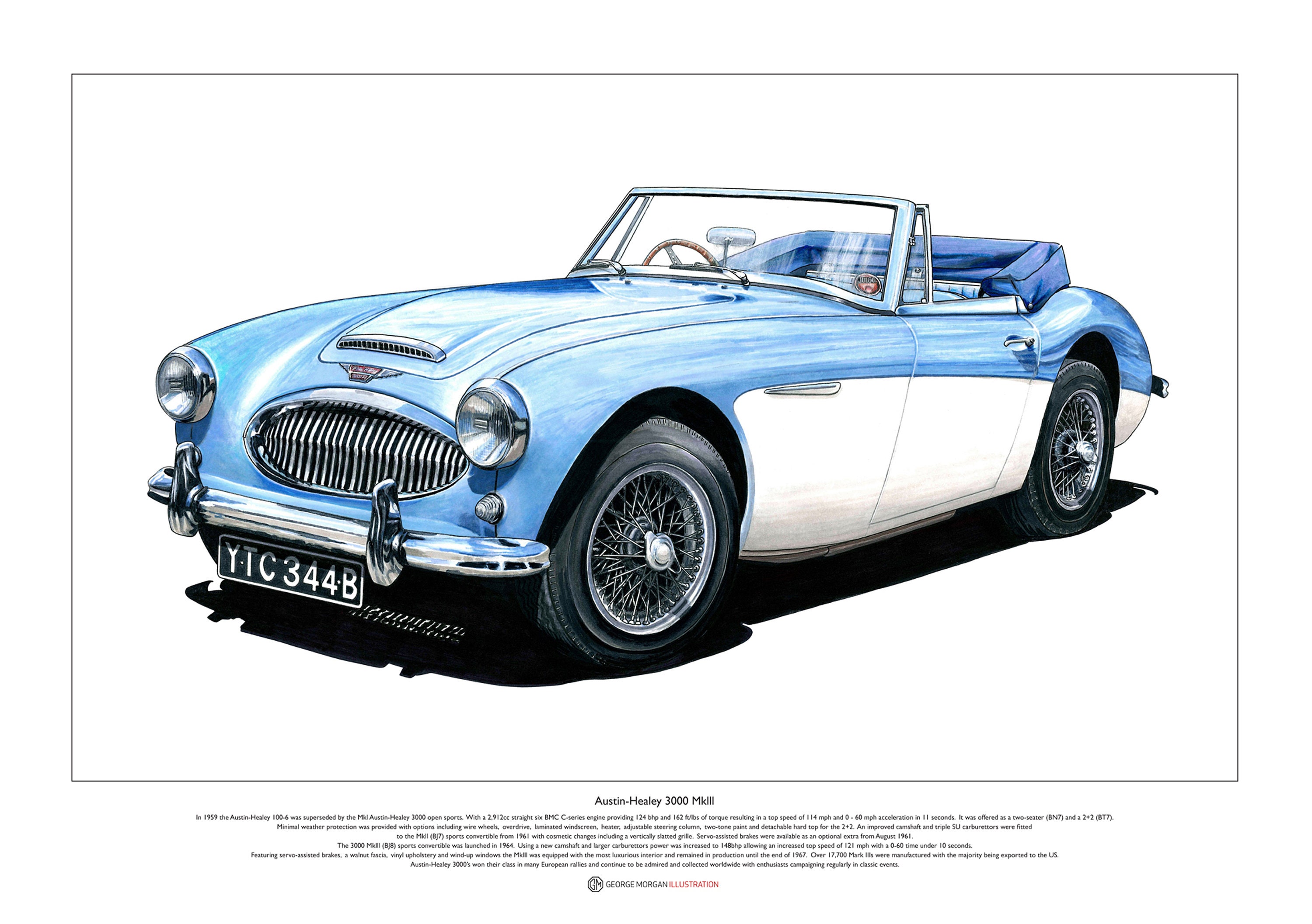 Austin-Healey 3000 Mklll ART POSTER A2 size | Etsy