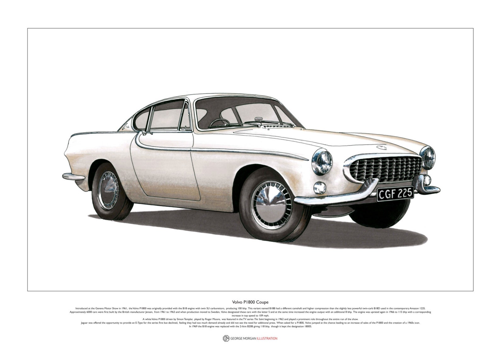 Volvo P1800 Coupe ART POSTER A2 Size | Etsy