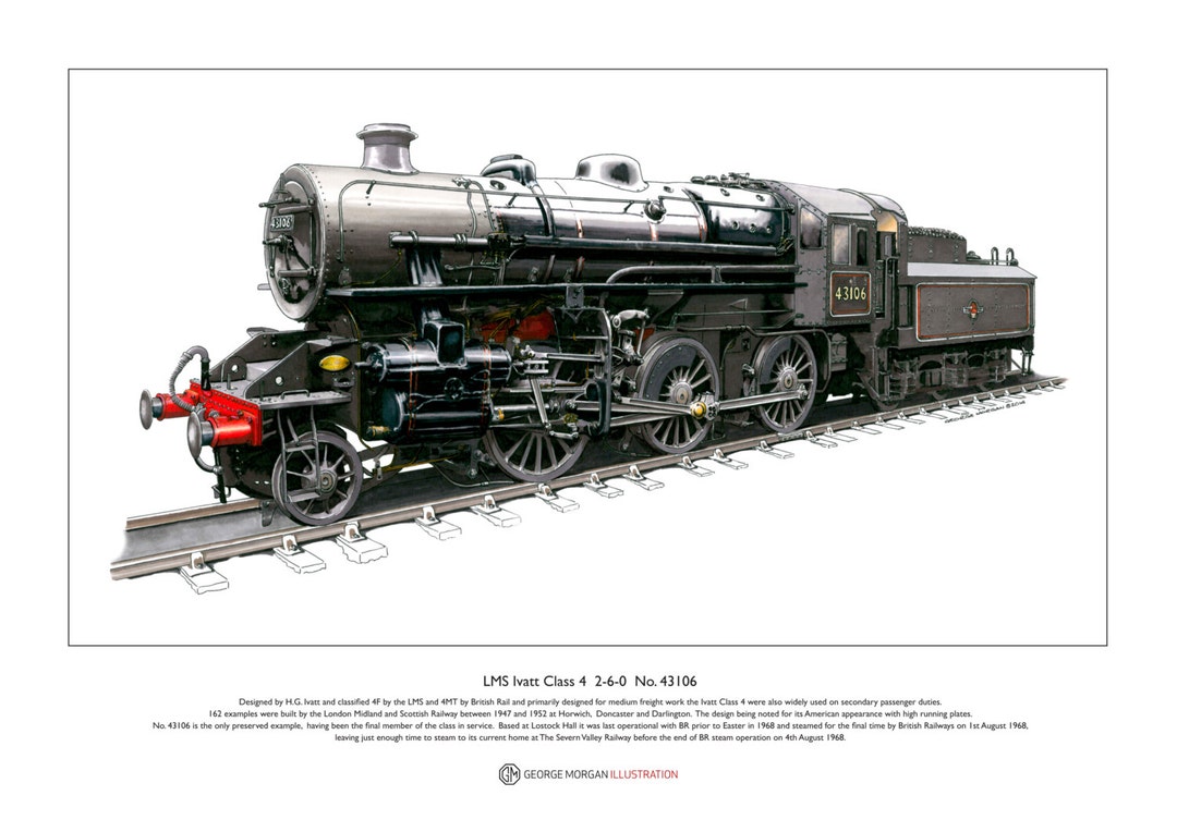 LMS Ivatt Class 4 2-6-0 No. 43106 Limited Edition Fine Art Print A3 - Etsy